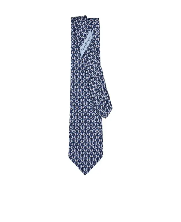 FERRAGAMO Printed Logo Tie - Blue