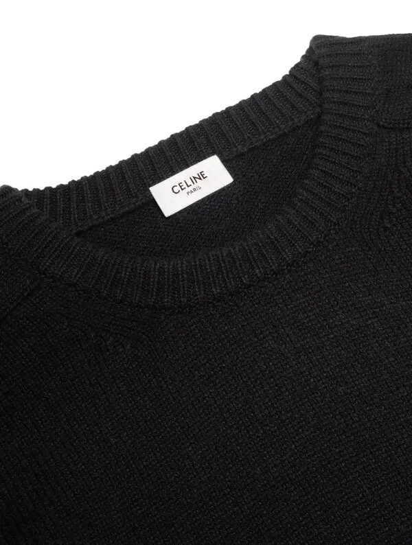 Celine Crew Neck Sweater In Wool And Cashmere - Black