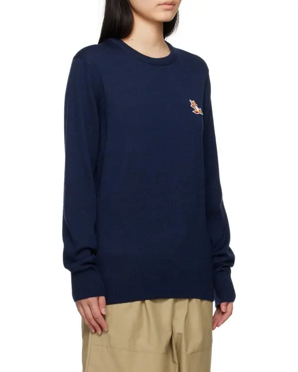Maison Kitsuné Embroidered Logo Wool Jumper - Blue