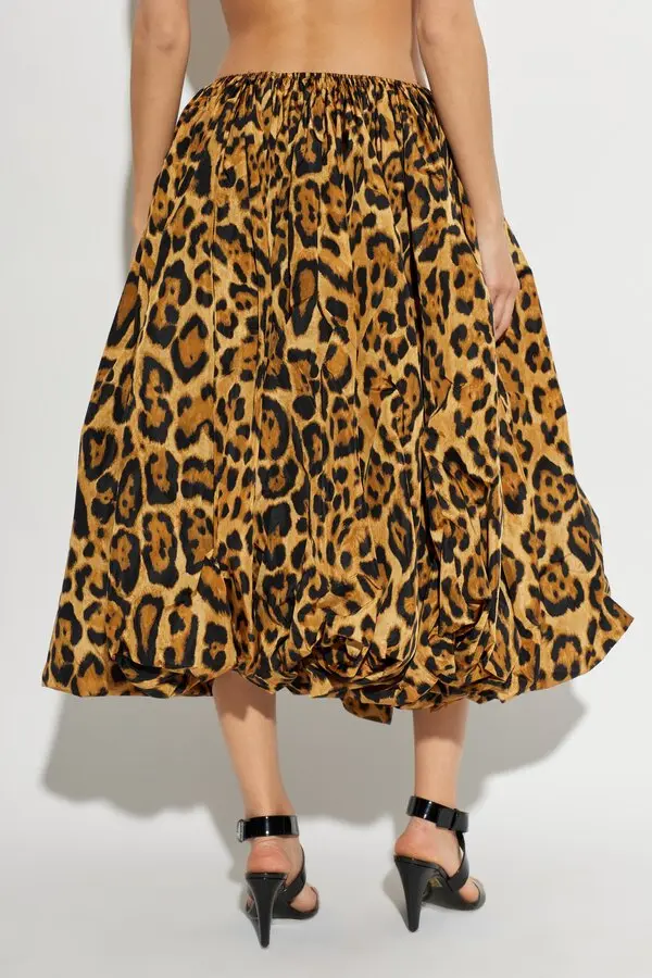 Alaïa Gathered Animal-pattern Skirt