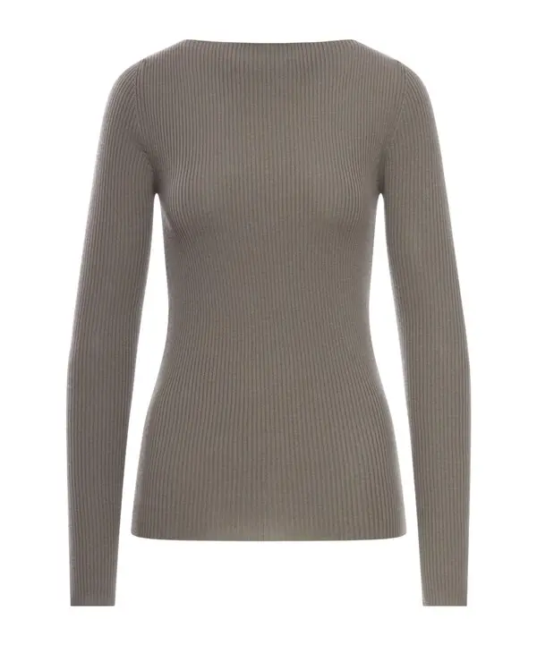 Rick Owens Ribbed Knit Top With Back Cut-out - Gray