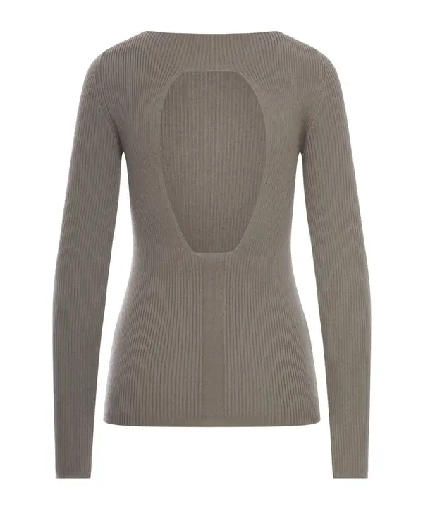 Rick Owens Ribbed Knit Top With Back Cut-out - Gray