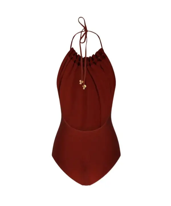 Zimmermann Halter Neck Swimsuit With Gold Beading - Red