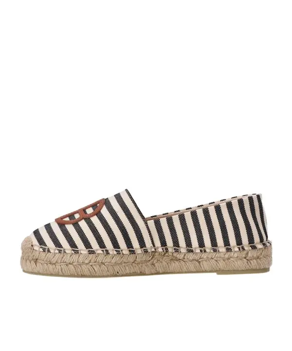 ANINE BING Round Toe Espadrilles With Striped Pattern And Logo Detail - Nude