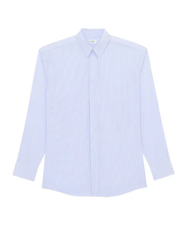 Saint Laurent Broad-shoulder Striped Shirt - Blue/clay