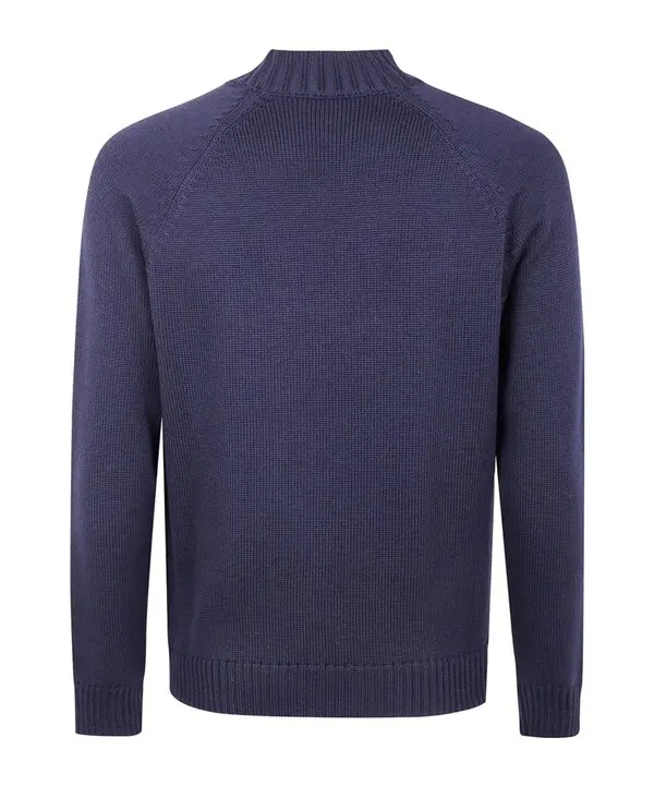 ZANONE Ribbed Mock Neck Jumper - Blue