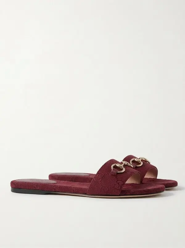 Gucci Horsebit Slide Sandals - Red