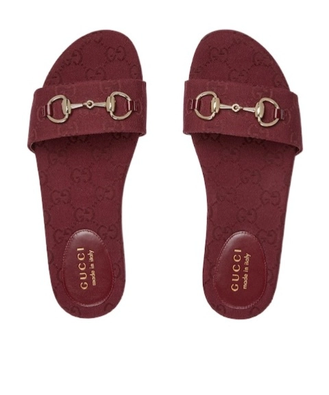 Gucci Horsebit Slide Sandals - Red