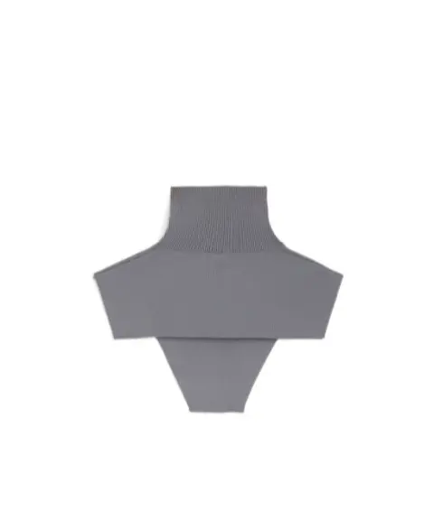 JIL SANDER Ribbed High Neck Half Top - Shadow