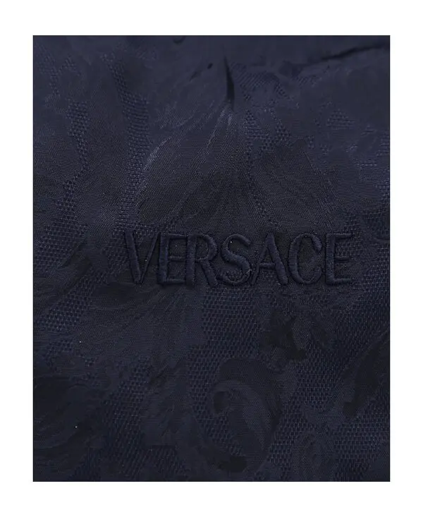 Versace Logo Embroidered Zip-up Bomber Jacket