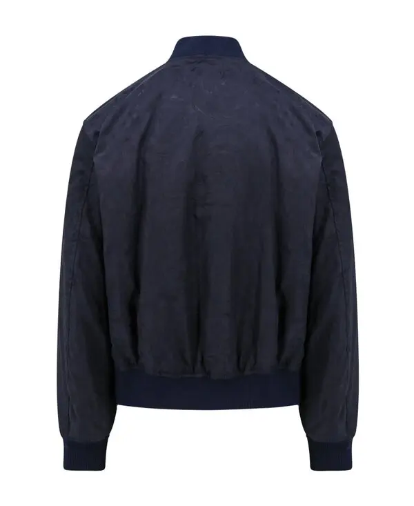 Versace Logo Embroidered Zip-up Bomber Jacket