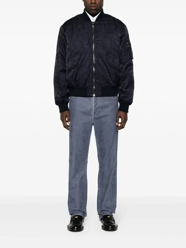 Versace Logo Embroidered Zip-up Bomber Jacket
