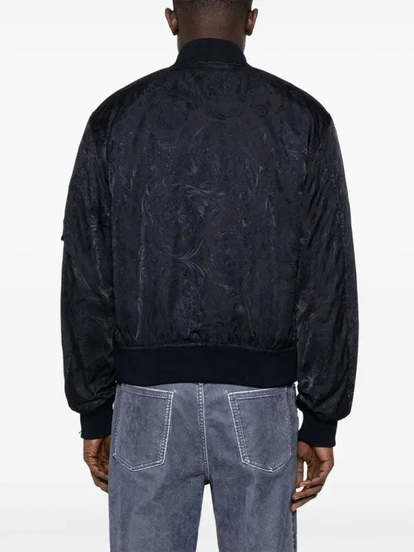 Versace Logo Embroidered Zip-up Bomber Jacket