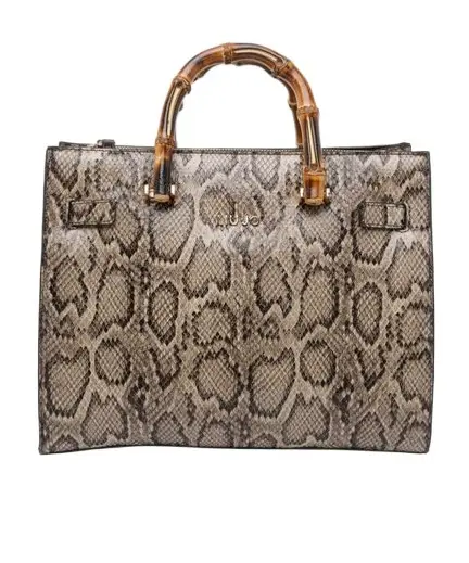Liu Jo Printed Tote Bag With Bamboo Handles - Brown