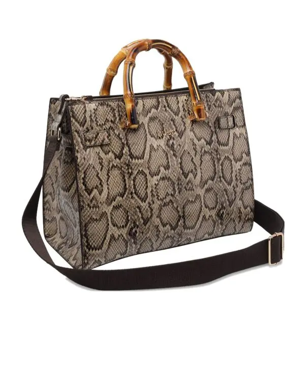 Liu Jo Printed Tote Bag With Bamboo Handles - Brown