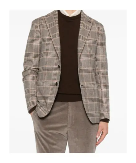 Tagliatore Single-breasted Plaid Blazer - Gray