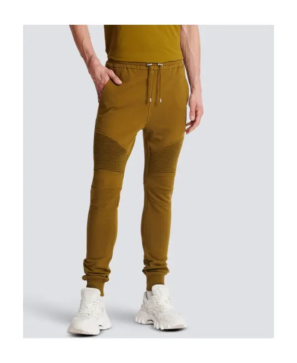 Balmain Logo Printed Cotton Jogging Bottoms - Brown