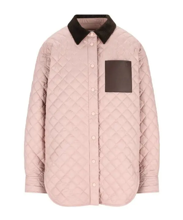 Loewe Collared Quilted Jacket - Pink