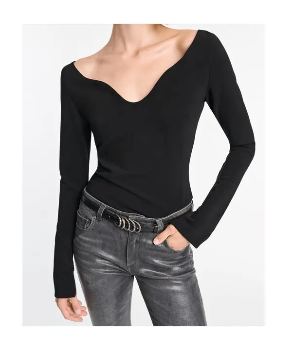Dorothee Schumacher Structured V-neck Long Sleeve Top