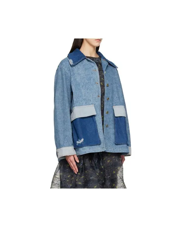 GANNI Patchwork Midi Denim Jacket