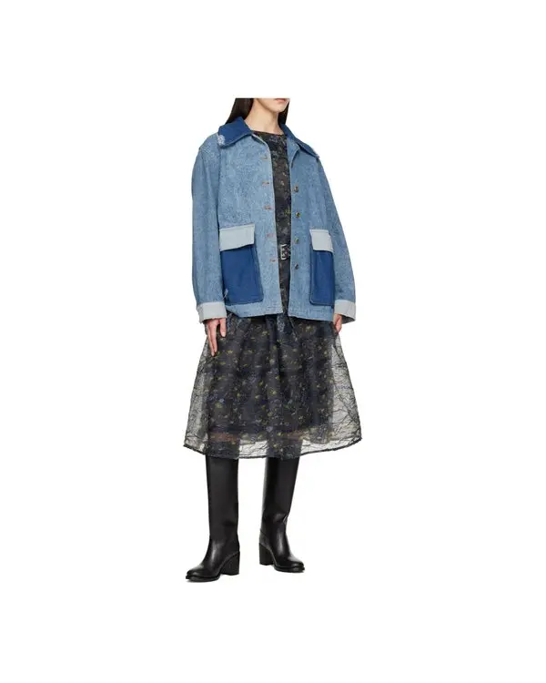 GANNI Patchwork Midi Denim Jacket