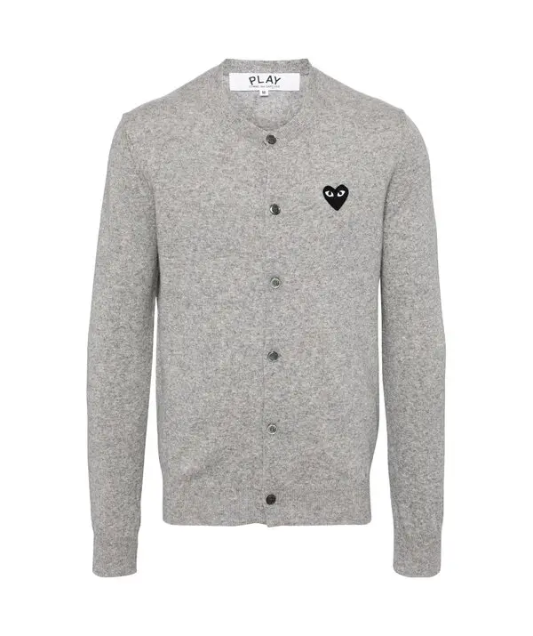 Play Comme Des Garcon Heart Patch Crewneck Cardigan