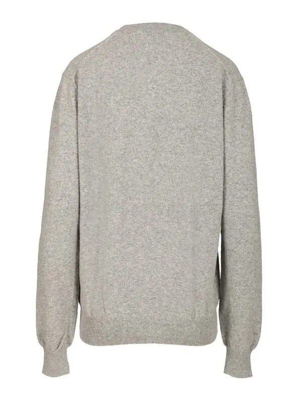 Play Comme Des Garcon Heart Patch Crewneck Cardigan - Light Grey