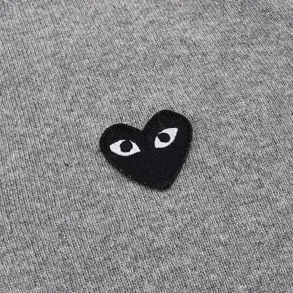 Play Comme Des Garcon Heart Patch Crewneck Cardigan - Light Grey