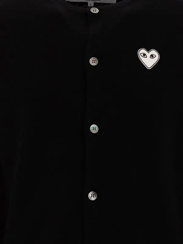 Play Comme Des Garcon Heart Applique Crewneck Cardigan - Black