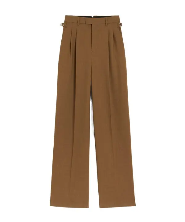 AMI Paris High-waist Pleated Wide-leg Trousers