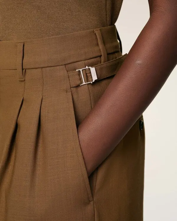 AMI Paris High-waist Pleated Wide-leg Trousers