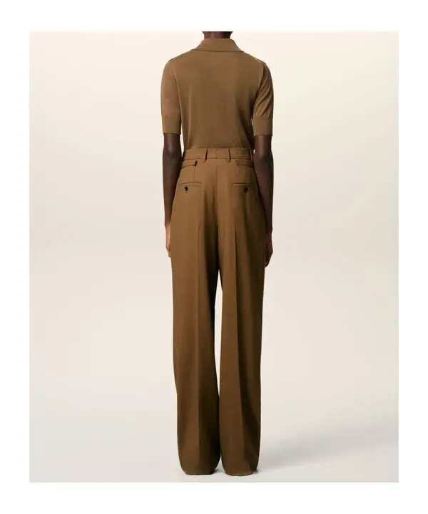 AMI Paris High-waist Pleated Wide-leg Trousers