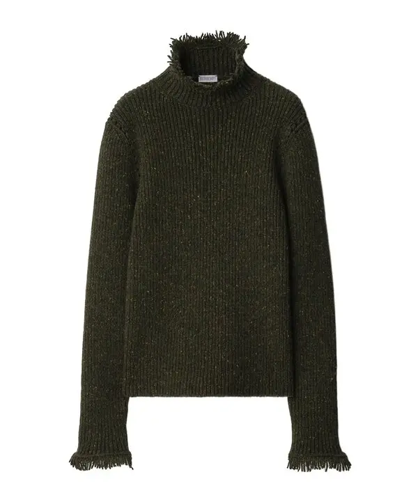 Burberry High Neck Fringed Edge Jumper - Glen