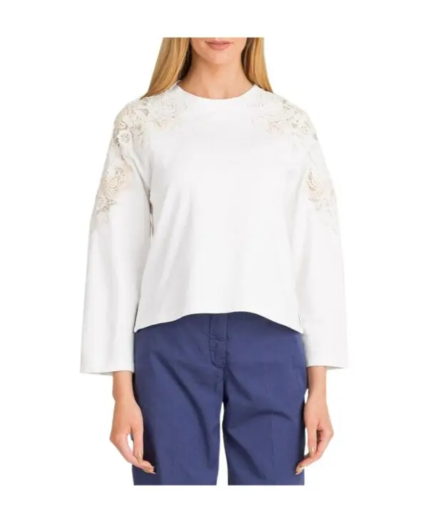 TWINSET T-shirt With Round Neck And Long Sleeves - White
