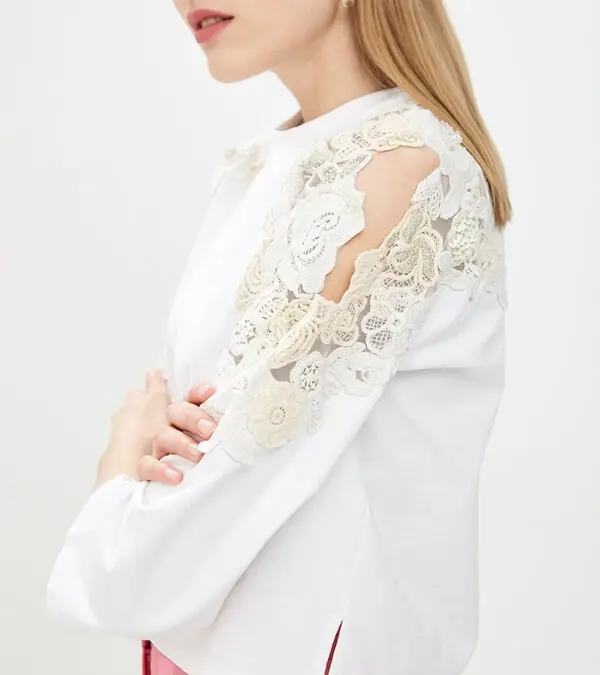 TWINSET Long Sleeve T-shirt With Lace Detailing
