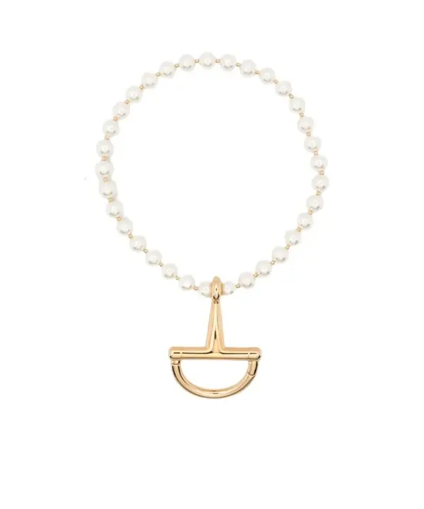 Gucci Stirrup Pearl Necklace - White