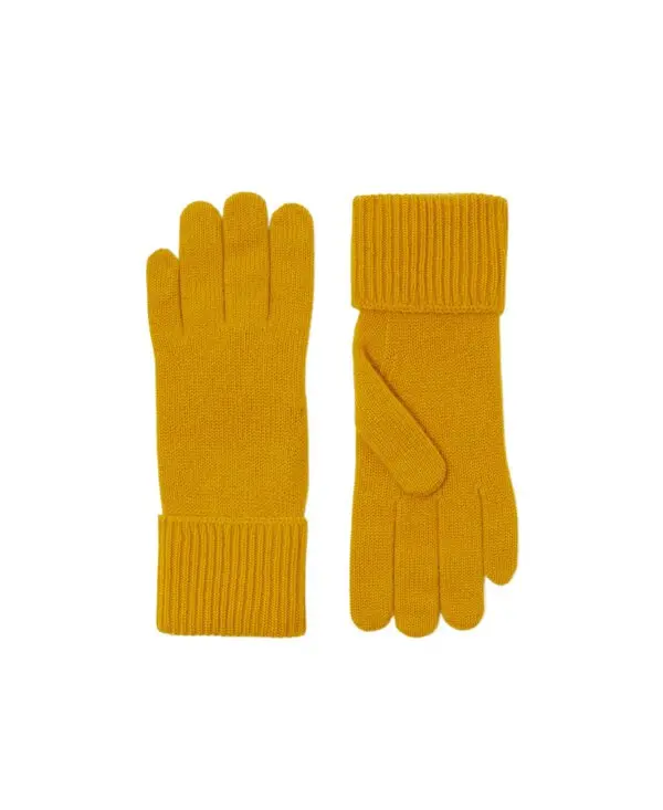 Burberry Cashmere-blend Gloves With Equestrian Rider Embroidery - Yellow