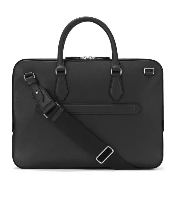 Montblanc Logo-plaque Leather Laptop Bag - Black