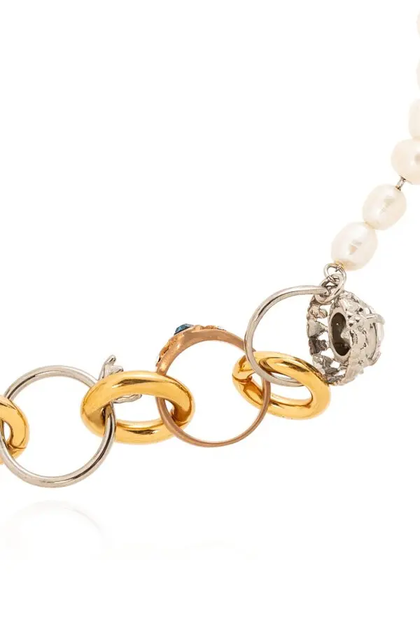 Marni Mixed Link Chain Necklace With Pearls And Rings