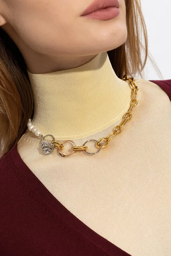 Marni Mixed Link Chain Necklace With Pearls And Rings