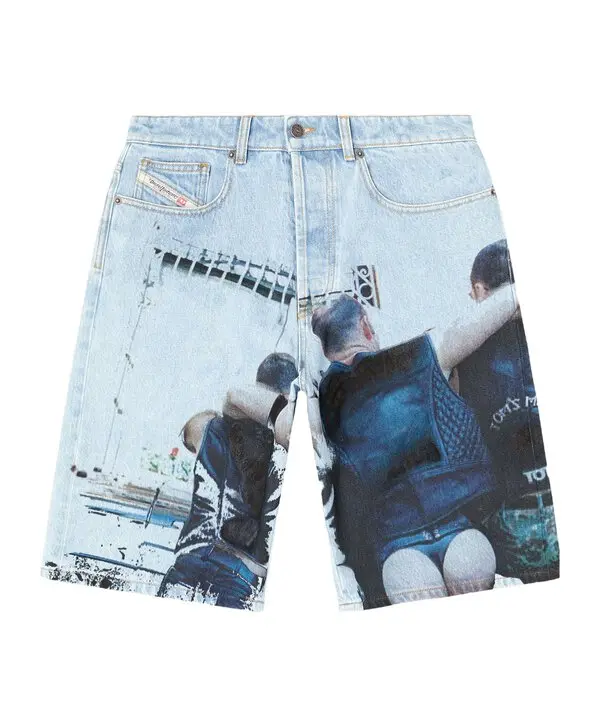 DIESEL® X Tom Of Finland Foundation Cotton Shorts - Light Blue