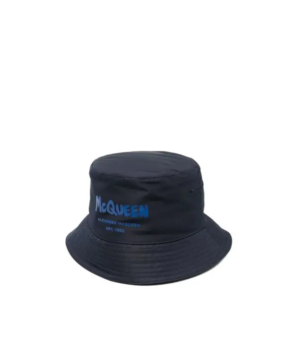 Alexander McQueen Logo Print Bucket Hat - Blue