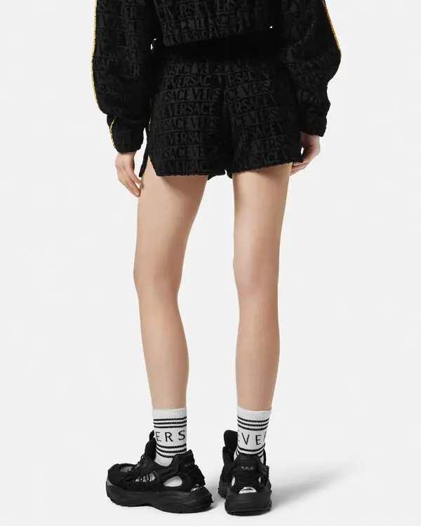 Versace Printed Drawstring Waist Shorts - Black