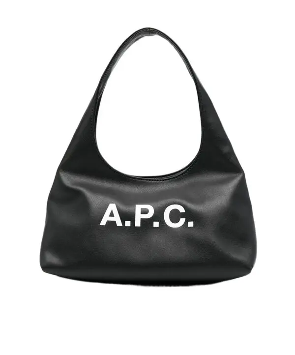 A.p.c. Baby Ninon Logo Printed Shoulder Bag - Black