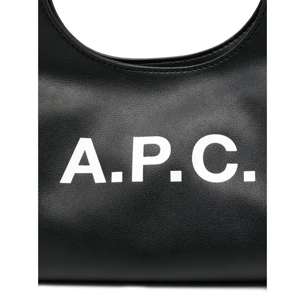 A.p.c. Baby Ninon Logo Printed Shoulder Bag - Black