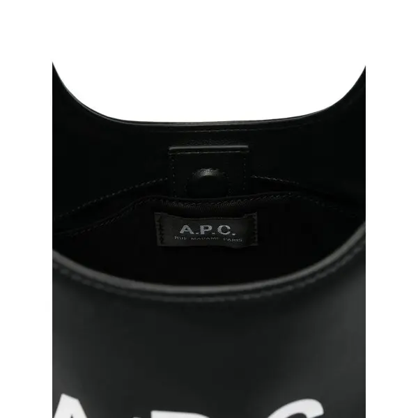 A.p.c. Baby Ninon Logo Printed Shoulder Bag - Black