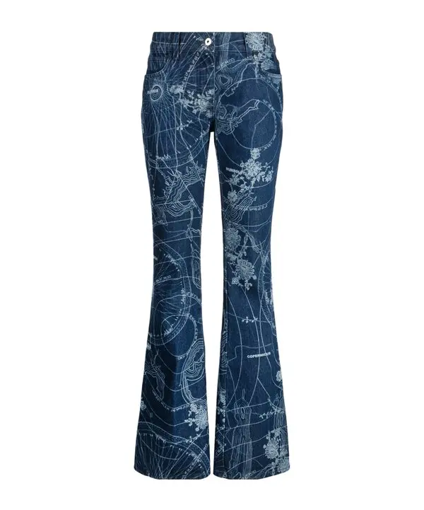 Off-White Printed Low-rise Flared Jeans