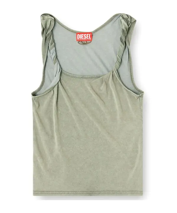 DIESEL® Logo Embroidered Ribbed Tank Top - Gray