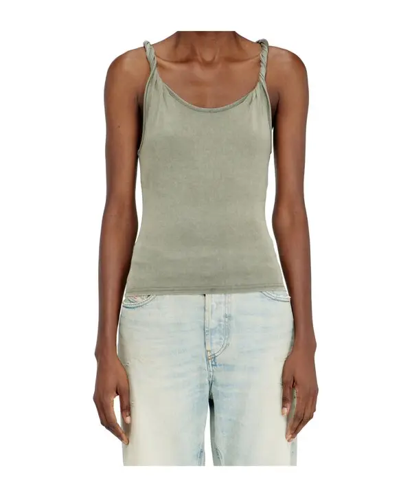 DIESEL® Logo Embroidered Ribbed Tank Top