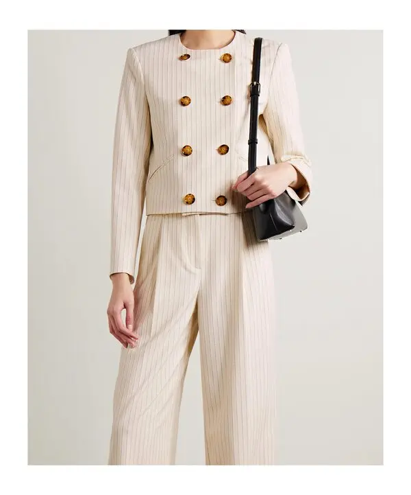 Veronica Beard Winslow Double-breasted Pinstriped Jacquard Jacket